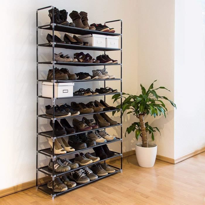 Étagère à chaussures XXL pour 50 paires meuble range-souliers 10 étages ...