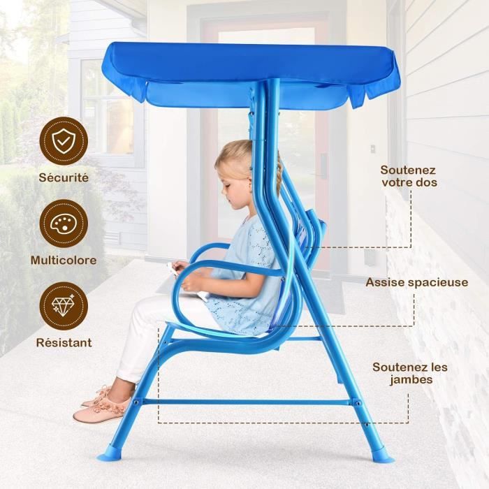 GOPLUS Balancelle de Jardin pour Enfant Extérieure Charge 80 KG avec 2 ...