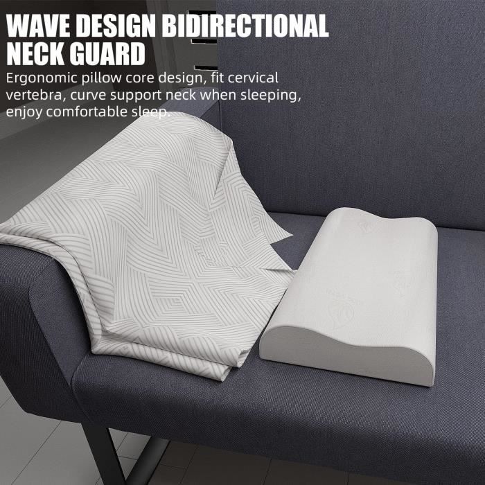 Coussin de cou, 60 x 36 x 12-8 cm, en mousse à mémoire de forme à l ...