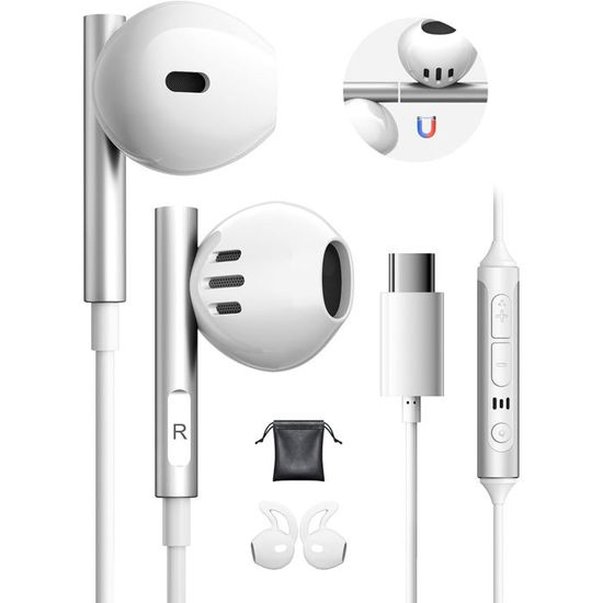 Ecouteur Usb C Pour Iphone 15 16 Pro Hifi Stéréo Ecouteurs Type C Intra ...