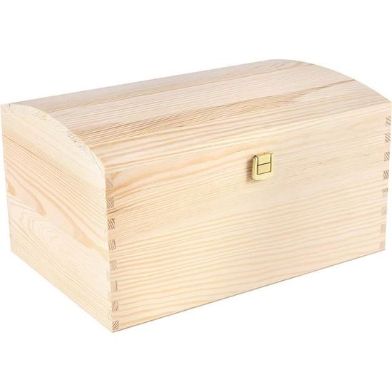 Grande Coffre Boite Rangement en Bois Non Peint | 34,5 x 25 x 19,2 cm ...