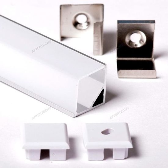 3m 3 mètres 1616F 16x16mm COIN PROFILÉ ALUMINIUM POUR RUBAN LED BARRE ...