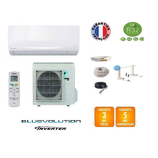 Climatiseur réversible Mono-split DAIKIN FTXF35E + RXF35E + kit de pose 5m bluevolution A++ ...