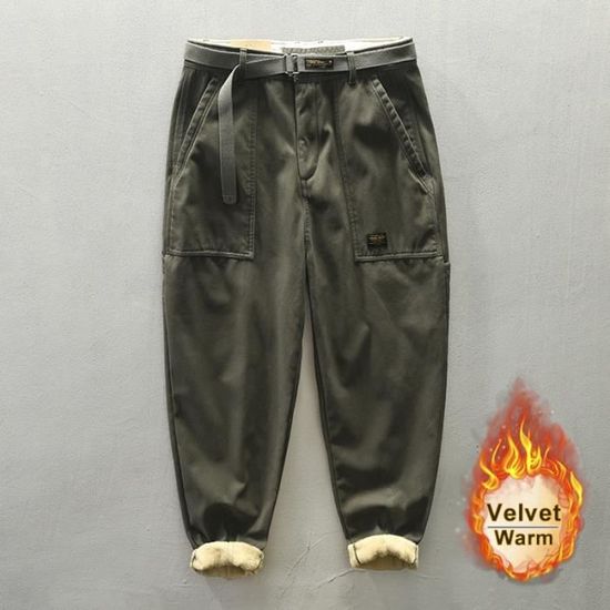 Pantalon Cargo - Gray-Velvet - Coton pur - Style coréen - Décontracté ...