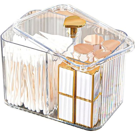 Boîte À Coton Tige Avec Couvercle, Boîte Rangement Cotons Transparent ...