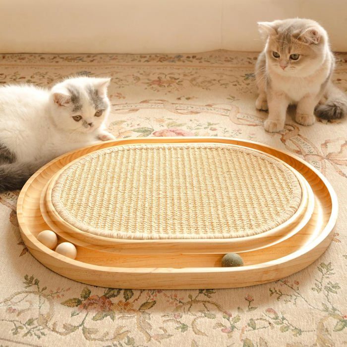 Griffoir en sisal - 2 en 1 - Jouet pour chat - Pin massif et coussin en ...