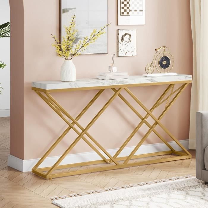 Tribesigns Table Console dorée de 140 cm, Table d'entrée Moderne avec ... Tribesigns Table Console dorée de 140 cm, Table d'entrée Moderne avec ...