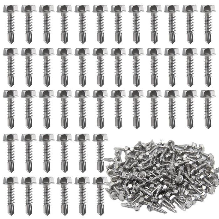 150 Pcs M4.2 X 16Mm Vis Autotaraudeuse À Tête Hexagonale À Bride Vis Tole Auto Foreuse De Acier ...