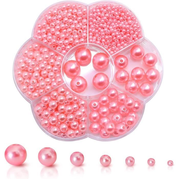 Dreamark Lot de 1150 perles roses - 3-4-5-6-8-10-12 mm - Perles rondes ...