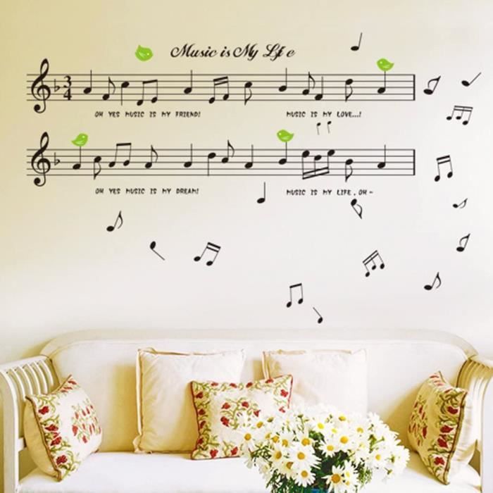 Merveilleux Musique Notes Amovible Stickers Muraux Autocollants, Salon ...