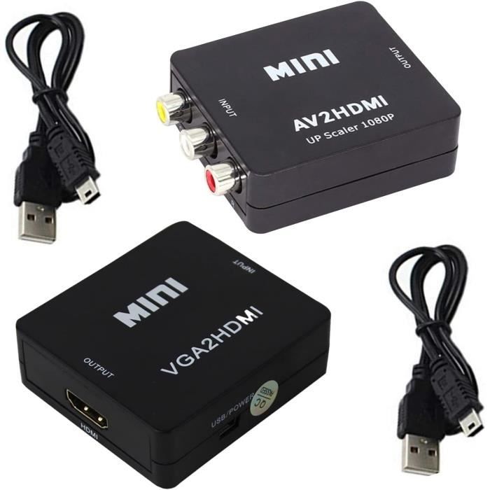 Dancepandas Adaptateur RCA vers HDMI Mini Convertisseur AV vers HDMI ...