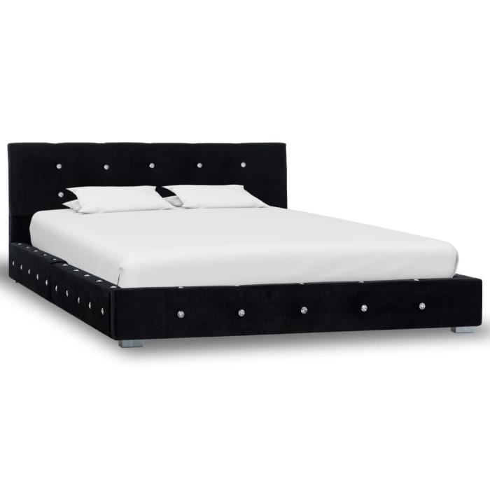 Lit Double Moderne MAG - Noir - 120 x 200 cm - Structure en Fer ...