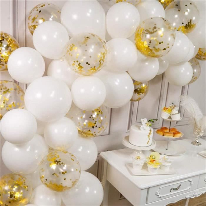 Kit De 96 Ballons En Latex Blanc Et Doré Pour Décoration De Fête D ...