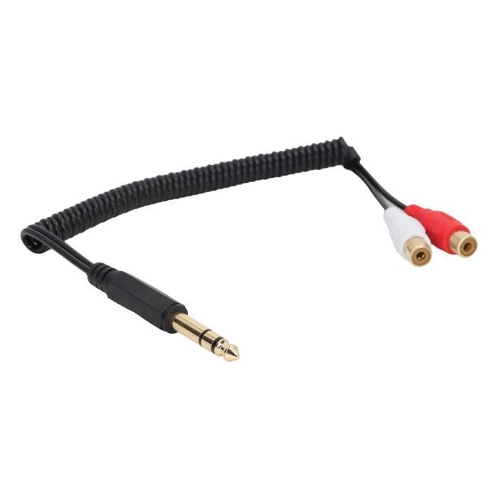 DEX Cable Y Jack 6.35mm vers RCA Femelle 2x Stocheurs Or et Résistant ...