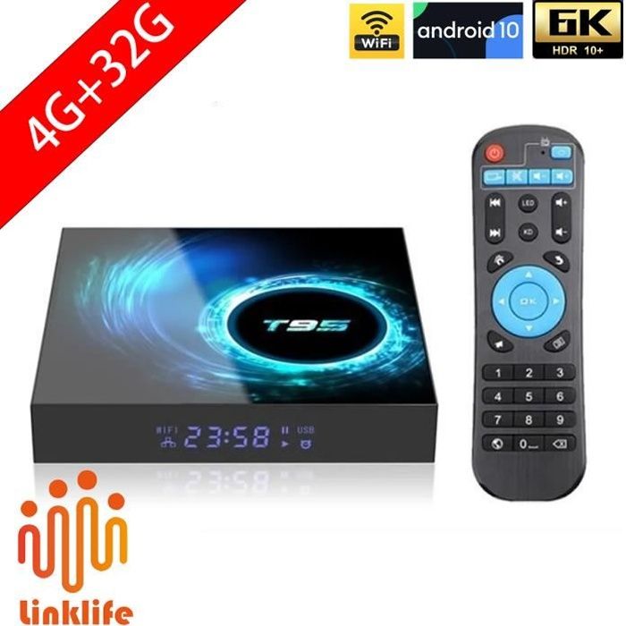Android tv box tv android 10 T95 Smart TV BOX Wifi BT 4G 32Go H616 6K ...