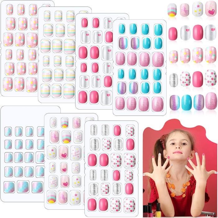 168 Pièces Faux Ongles D Enfant 7 Jours Filles Appuyez Sur Ongles ...