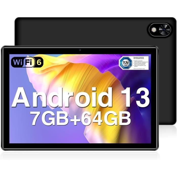 U9 Tablette 2024, Wifi 6 Tablette Android 13, 7Gb Ram + 64Gb Rom(1Tb Tf), 10,1 Pouces Tablette ...
