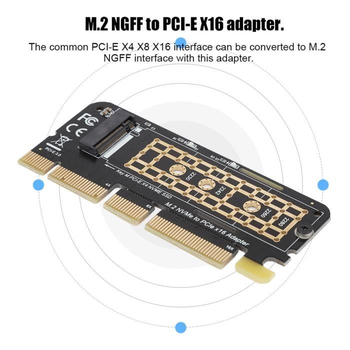 Vvikizy Carte adaptateur M.2 NGFF SSD vers PCI-E 3.0 X16 Adaptateur de disque dur SSD haute ...