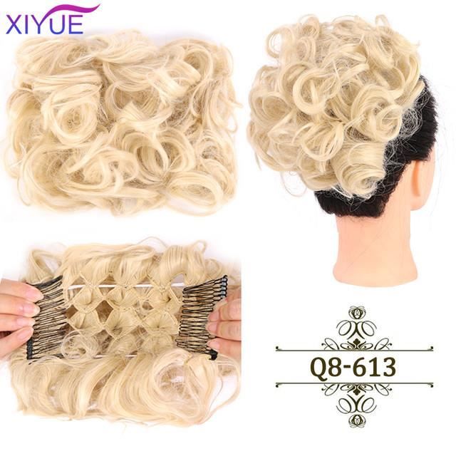 Chignon,F6-406--extensions capillaires synthétiques bouclées, grand ...