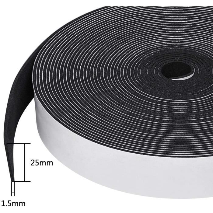Fowong Joint en bande adhésif en mousse caoutchouc 25mm x 1.5mm x 10m ...