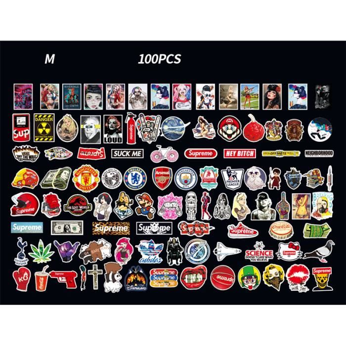 100 Pcs Decal Graffiti étanche Autocollant Ordinateur Portable