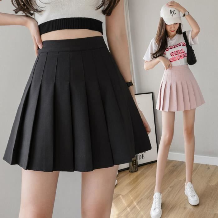 Mini jupe plissée noire - Kawaii Harajuku Goth Y2k - taille haute micro ...