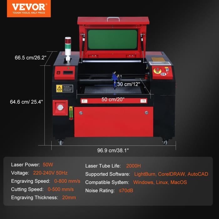 Machine à Graver Laser - VEVOR - Graveur Laser CO2 - Machine de Gravure ...
