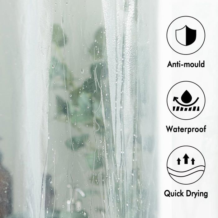 Rideau de Douche 240 x 200 cm Anti Moisissure Transparent EVA Rideau de ...