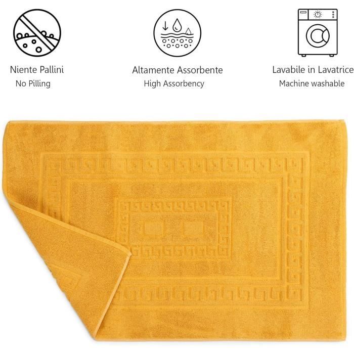 Tapis De Bain Jaune 60X90 Cm - Tapis Salle De Bain Moderne En Coton ...