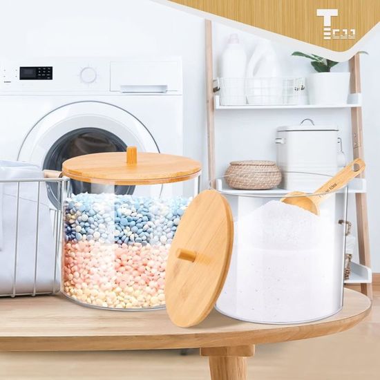 Lot de 2 BoîTes De Rangement Pour Lessive En Plastique Haute Capacité ...