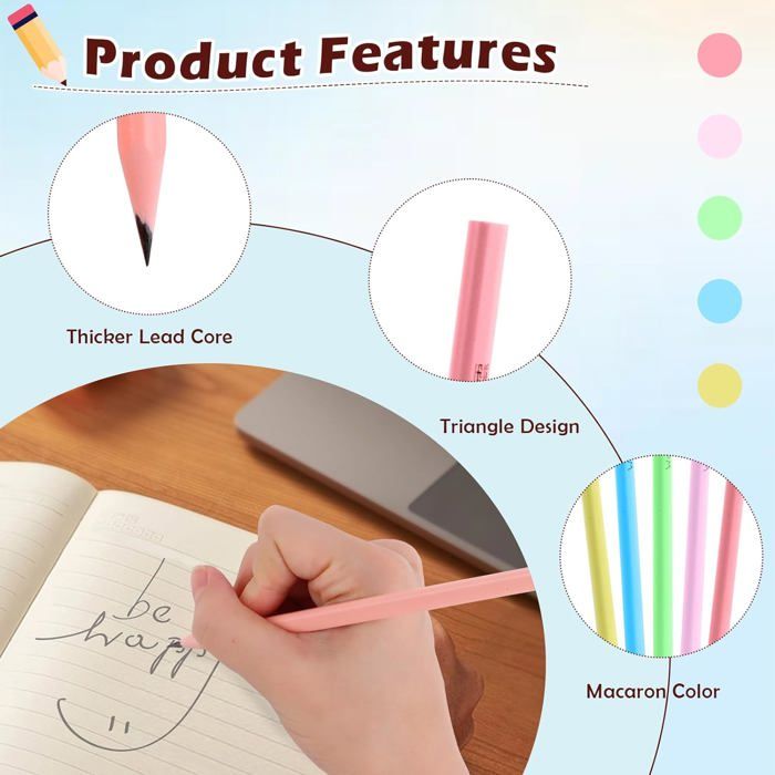 Boîte de 12 Crayons, HB Crayon Papier, Cinq Couleurs Crayon à Papier ...