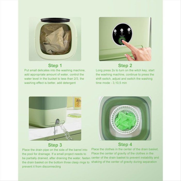 Lave-Linge Portable 16 L avec 3 Modes de Nettoyage en Profondeur pour ...