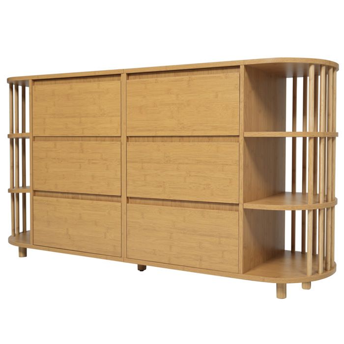 Commode de chambre-Buffet 160x40x75 cm avec 6 tiroirs et étagères ...