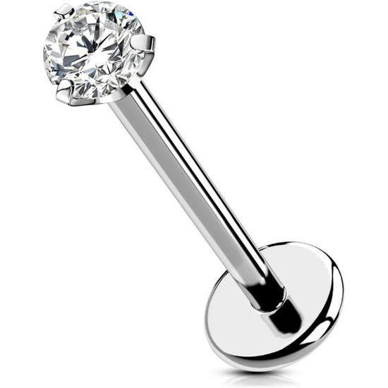 Titanium Threadless Lip Stud 18G Labret Piercing Jewellery Push In ...