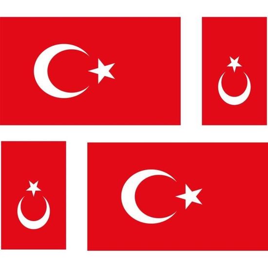 4 autocollant sticker voiture drapeau turquie - Achat / Vente ...