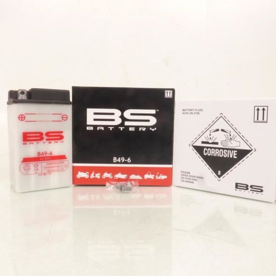 Batterie BS Battery pour moto Cagiva 125 N90 1991 à 1997 B49-6 - 6V 9Ah - MFPN : B49-6 - 6V 9Ah ...