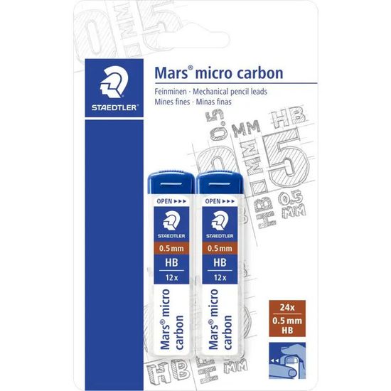 STAEDTLER Mars micro carbon Mine de crayon HB noir jet 0.5 mm pack de ...