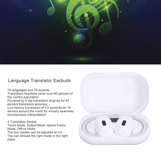 Écouteurs traducteurs de langue BT5.3 suppression de bruit 74 langues ...