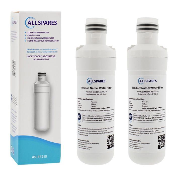 AllSpares Filtre à eau (2 pcs.) pour réfrigérateur adapté pour LG ...
