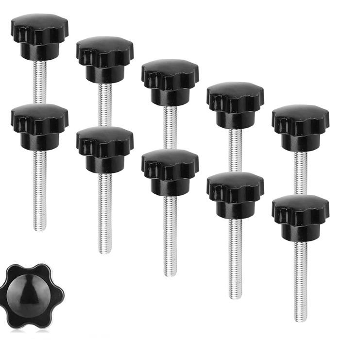 Lot de 10 vis à étoile M8 x 50 mm - Filetage - Bouton de serrage - Vis ...