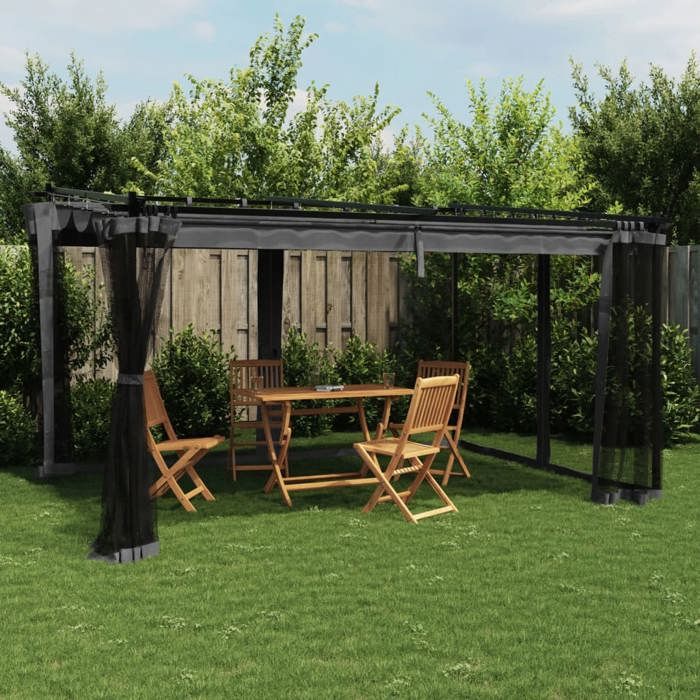 VidaXL Tonnelle avec parois en filet anthracite 4x3 m acier, tonnelle ...
