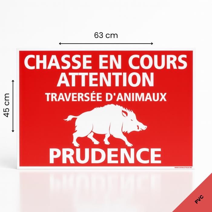 Panneau chasse en cours attention traversée d’animaux prudence sanglier ...