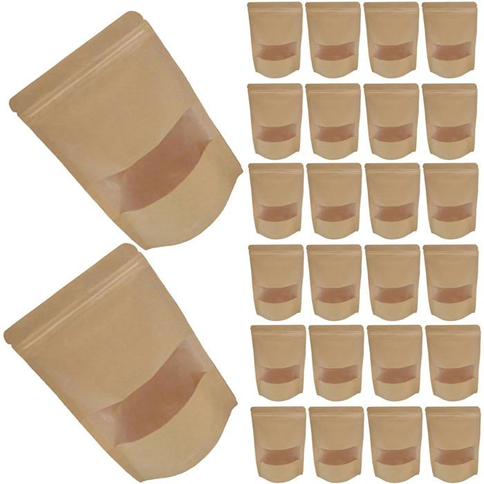 50 Pièces Sachets Papier Kraft avec Fenêtre Transparente Sacs Auto ...