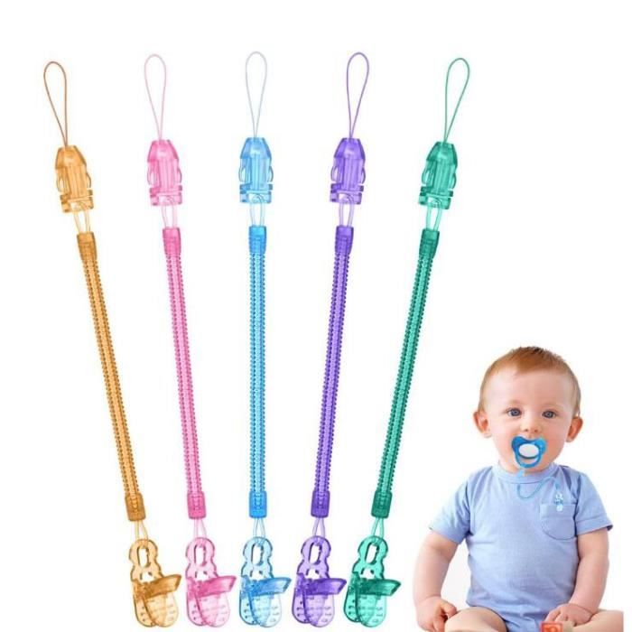 Attache-sucette,chaîne de sucette bébé conception de ressort,attache tetine fille télescopique ...