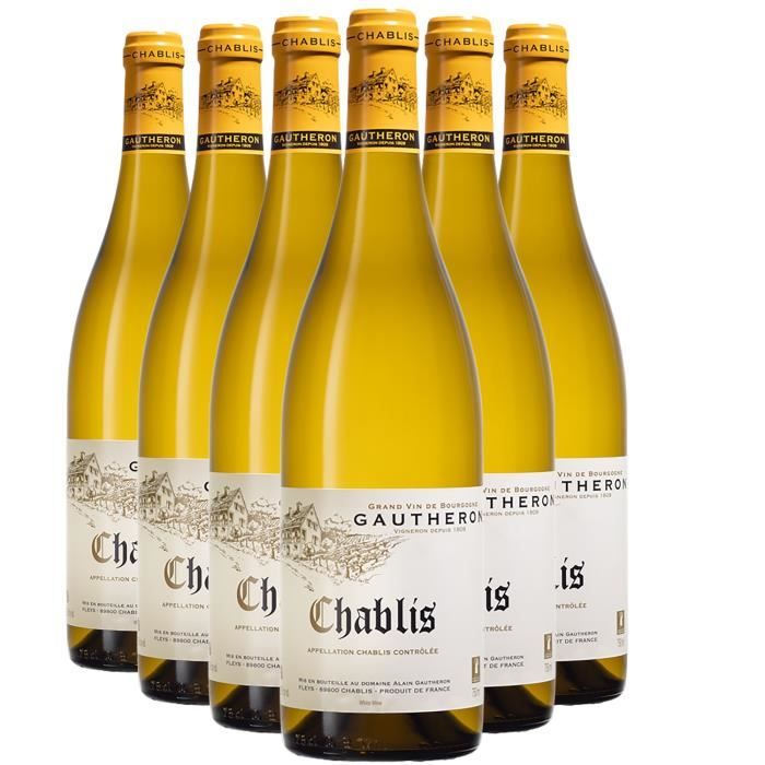 Chablis Blanc 2022 - Lot de 6x75cl - Gautheron - Vin AOC Blanc de ...