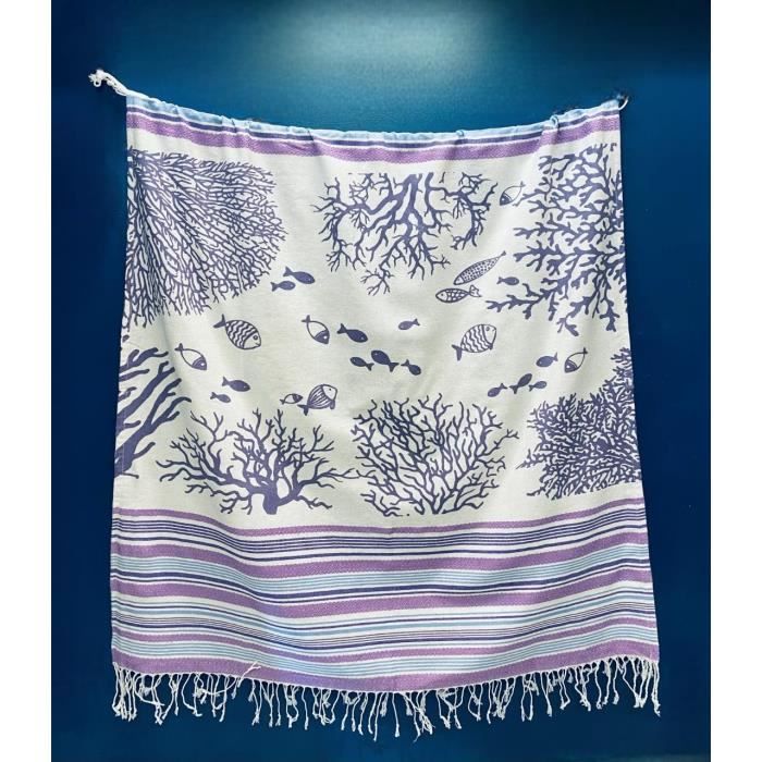 Fouta De Plage Xxl - Motif Mer Serviette Plage Drap De Bain Hammam ...