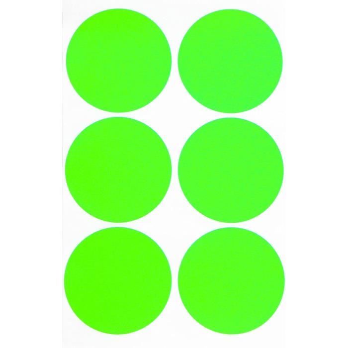 AJW-Gommettes Étiquettes Autocollantes Rondes Vert Fluorescent Environ ...