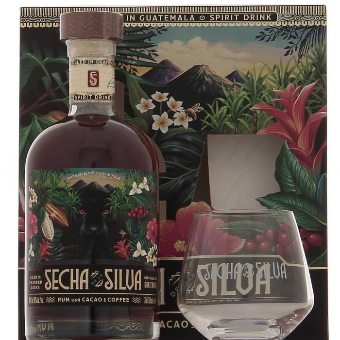 Secha De La Silva Rum Cacao Coffee 40 en coffret 1 verre - La cave ...