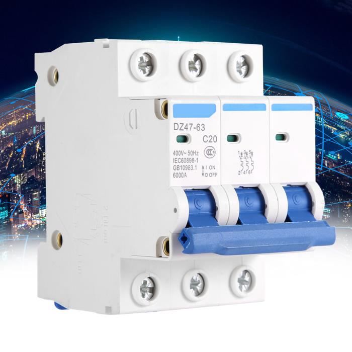 ZJCHAO Disjoncteur miniature AC 400V 6/10/16 / 20A 3 pôles disjoncteur miniature disjoncteur de ...