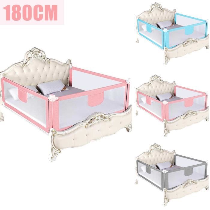 BELFOYER Barrière de lit bébé anti-chute 180cm Réglable en hauteur Rose ...
